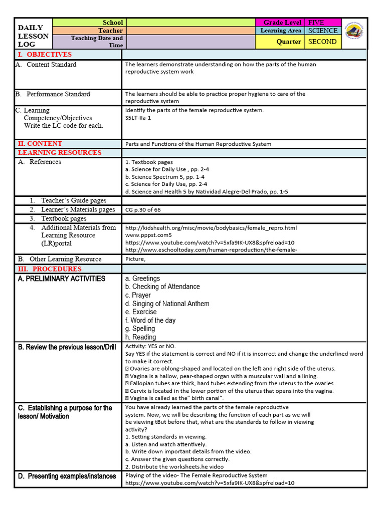 Q2 WeEK 1 DAY 2 | PDF | Reproductive System | Uterus