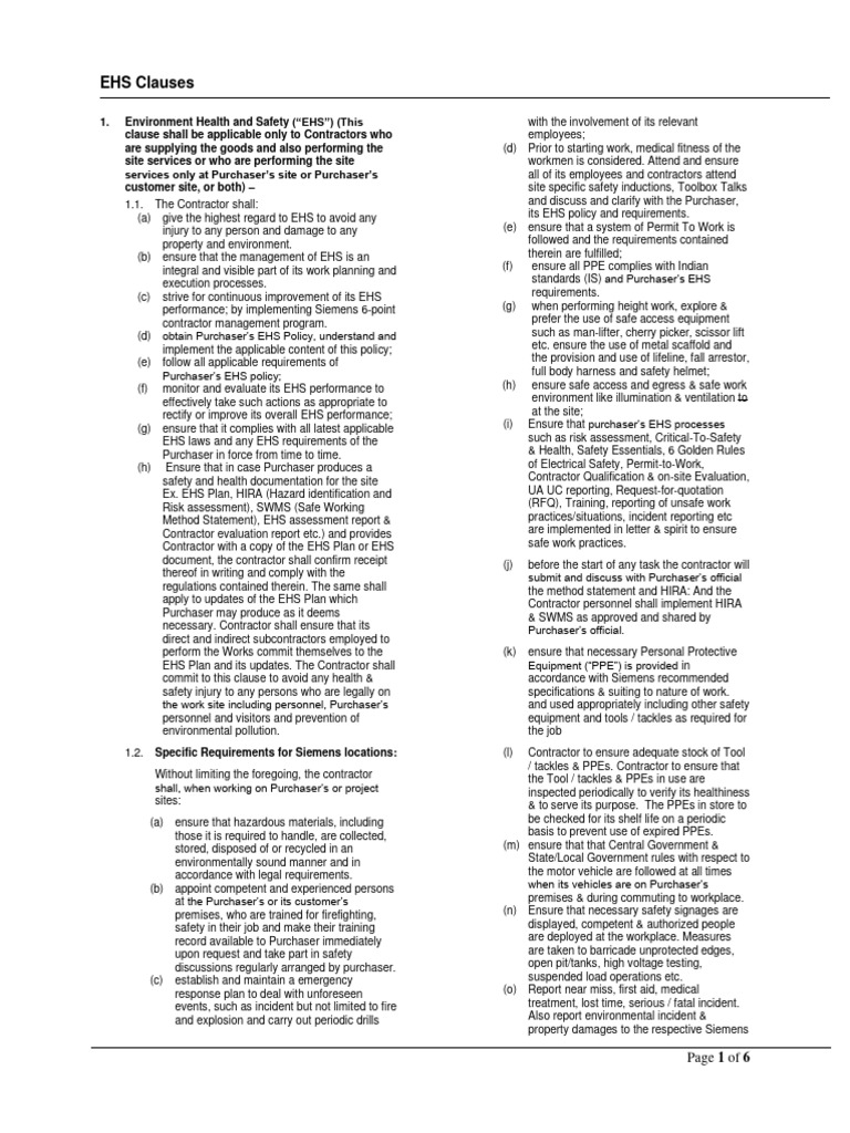 EHS Compliance Guidelines for Contractors | PDF | Personal Protective Equipment | Safety