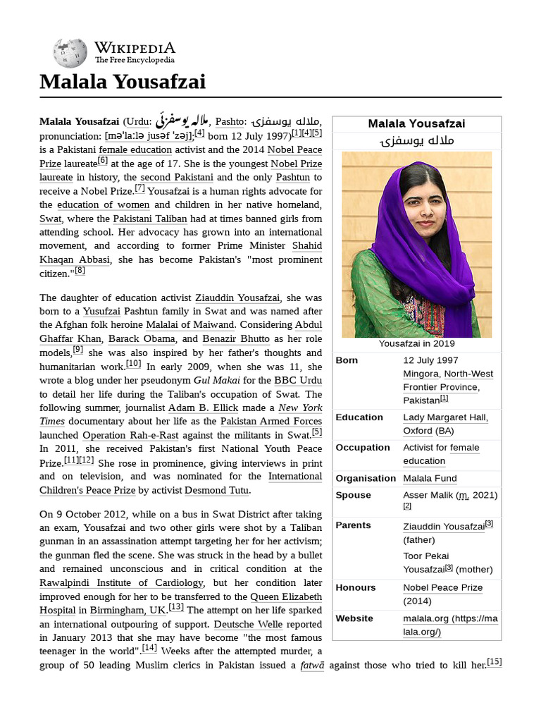 Malala Yousafzai | PDF | Malala Yousafzai