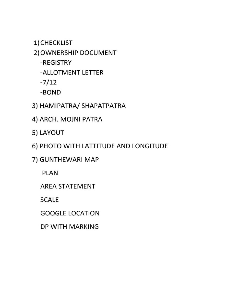 Checklist For Gunthewari | PDF