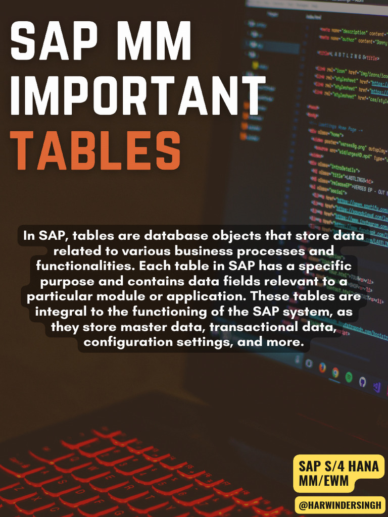 Important - Sap - MM Tables | PDF | Invoice | Valuation (Finance)