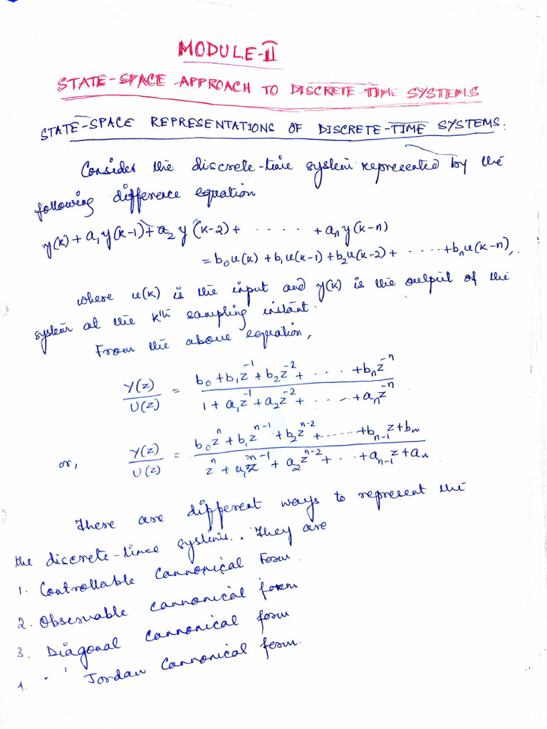State Space Representation in Discrete Systems | PDF