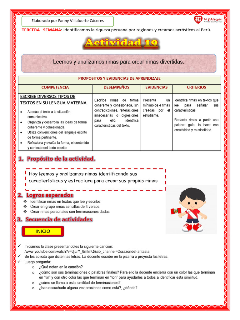 Act 19 COM Analizamos y Creamos Rimas | PDF | Cognición