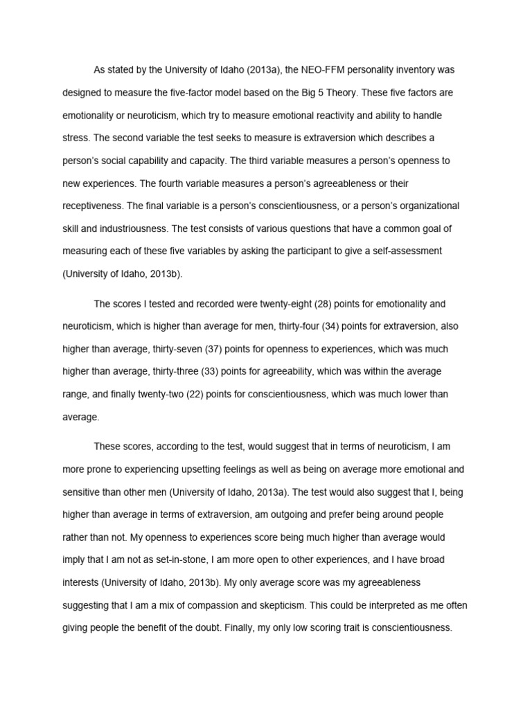annotated-NEO-FFM Assignment | PDF | Extraversion And Introversion | Psychology