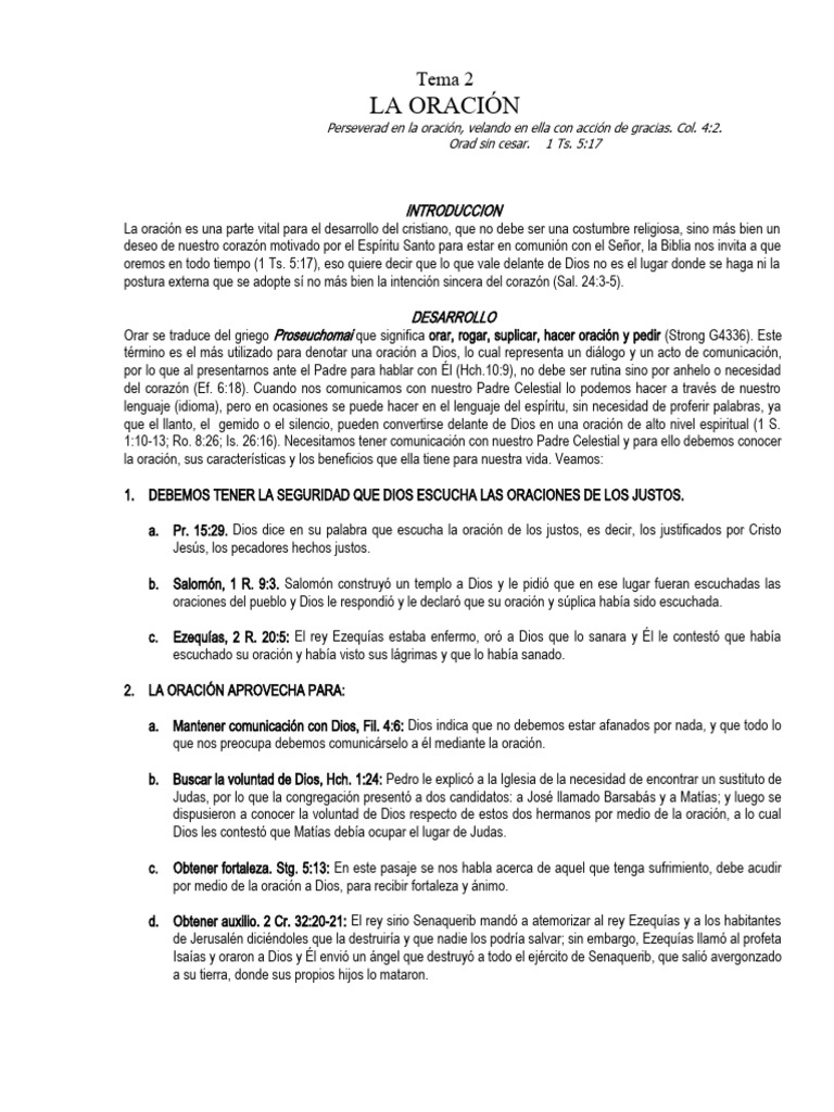 Tema 2. La Oración. 10 de Febrero 2010 | PDF | Oración | Jesús