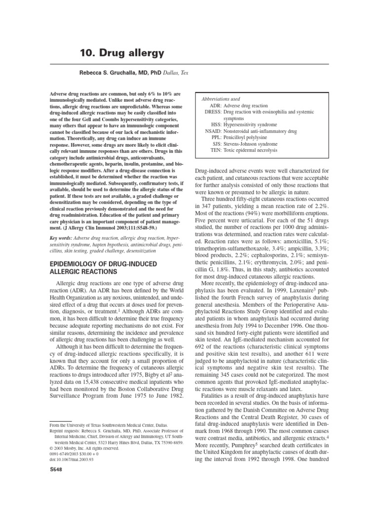 drug-allergy | PDF | Allergy | Penicillin