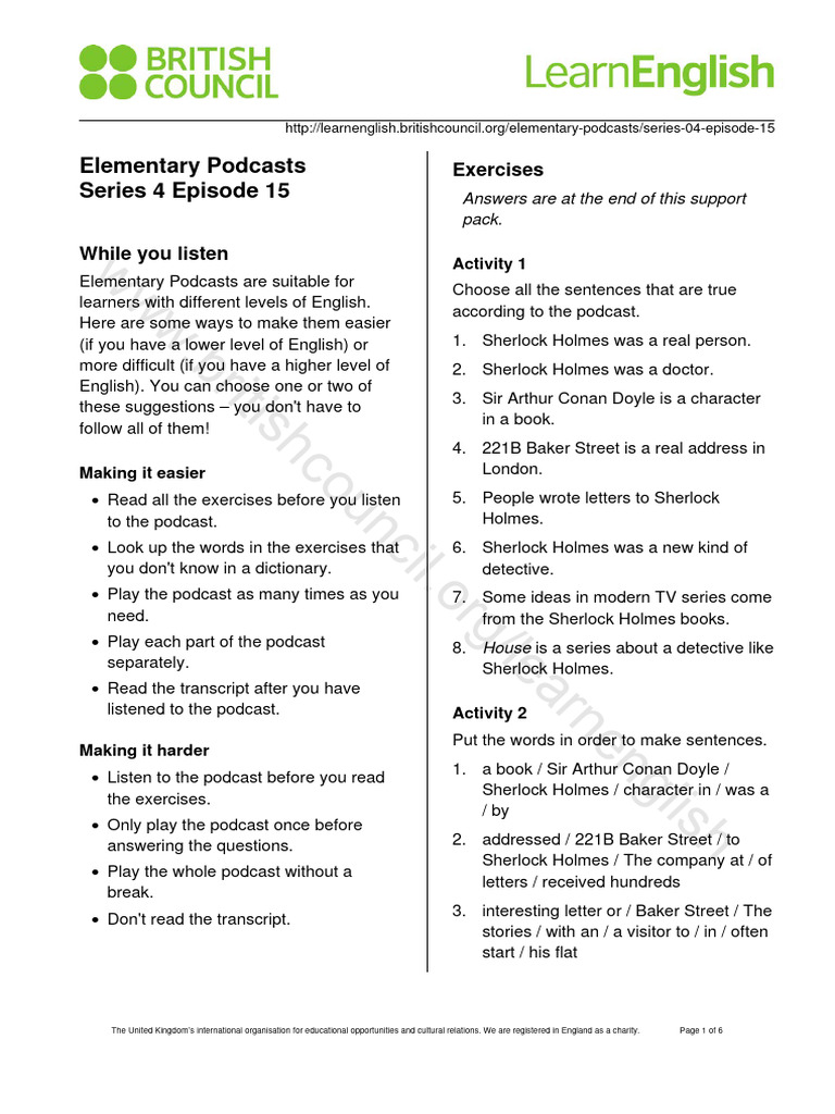 Learnenglish Elementary Podcasts S04e15 Support Pack - 1 | PDF ...