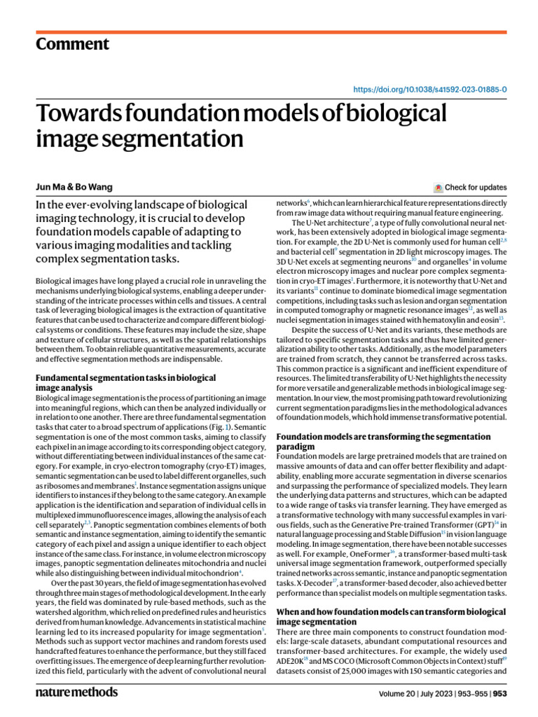 Towards Foundation Models of Biological Image Segmentation | PDF | Image Segmentation ...