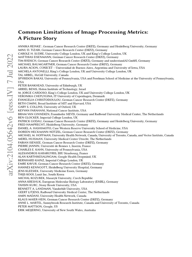 Common Limitations of Image Processing Metrics | PDF | Receiver ...