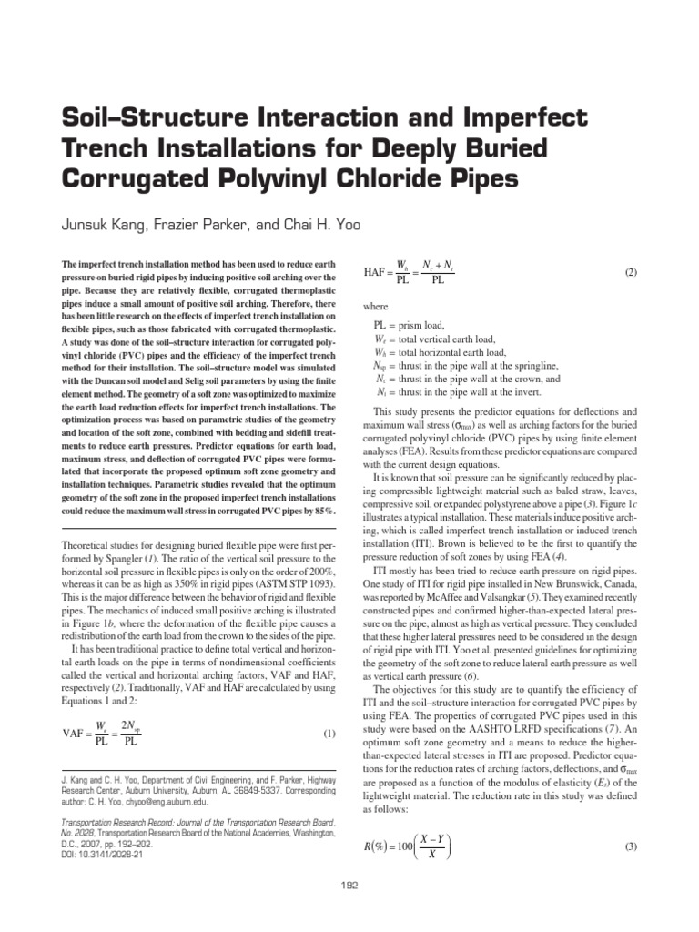 Soil-Structure Interaction and Imperfect Trench Installations For Deeply Buried Corrugated ...