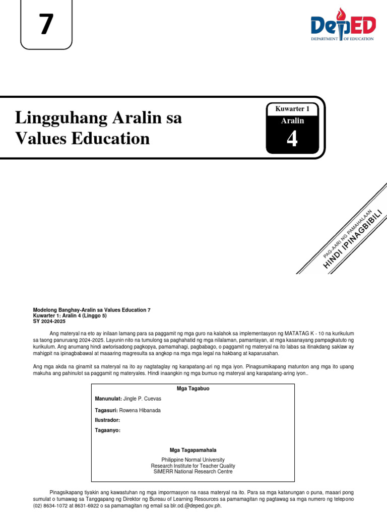 Q1 - LE - VE7 - Lesson 4 - Week 5 | PDF