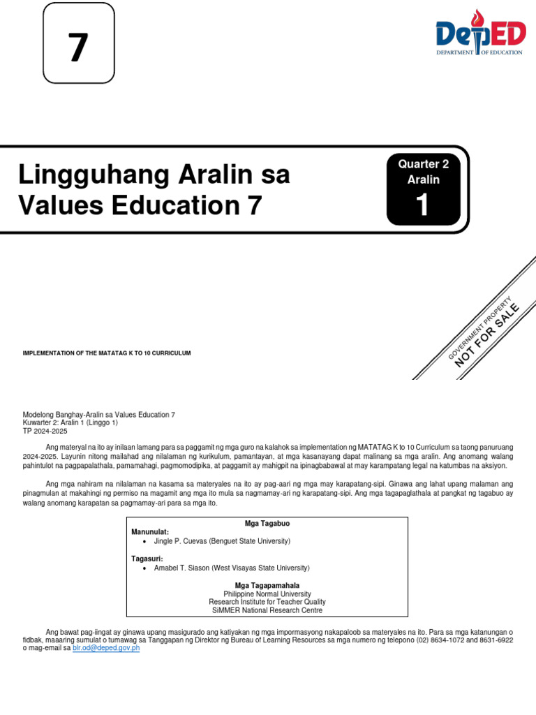 Q2 LE VE7 Lesson-1 Week-1 | PDF