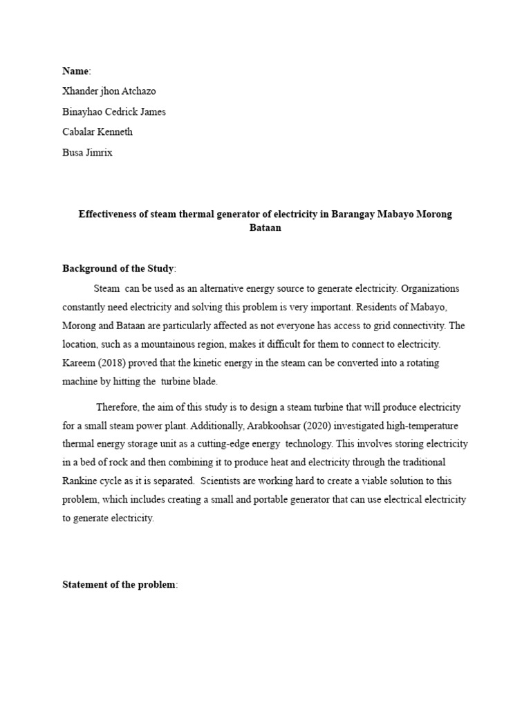 STEG.I3 Topic Paper | PDF | Steam | Electricity Generation