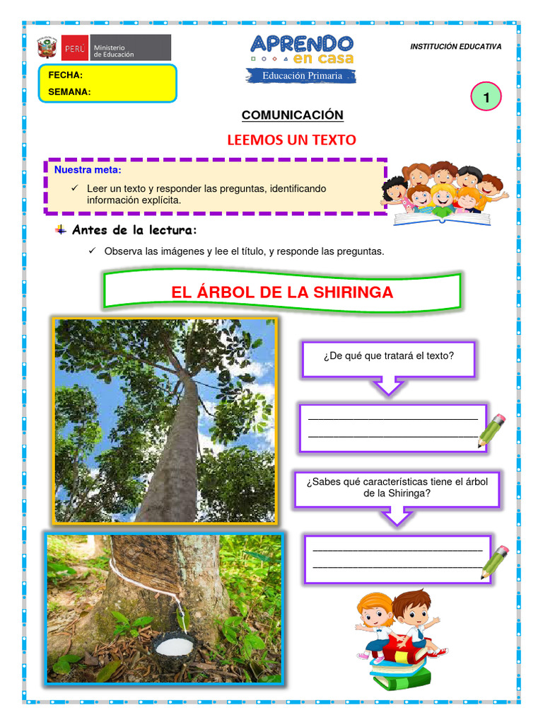 FICHA DE COMUNKICACION CUENTO El Árbol de La Shiringa | PDF