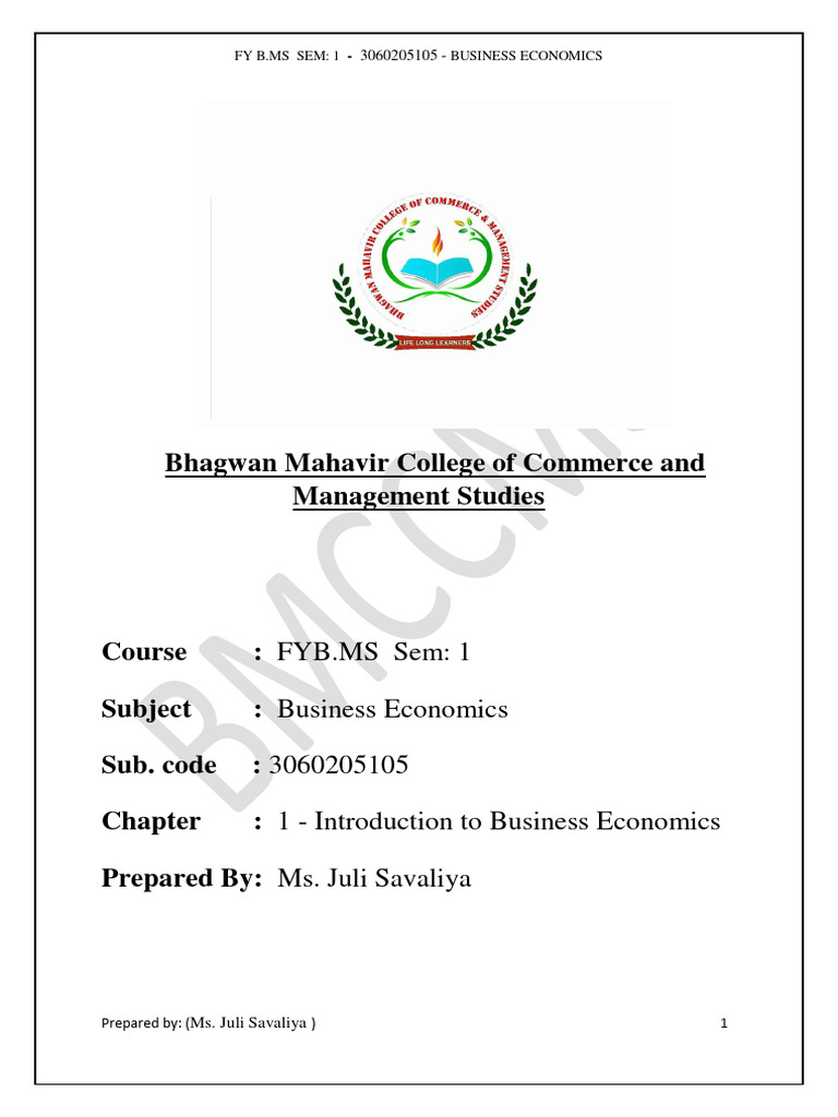 Chapter - 1 Introduction To Business Economics | PDF | Economics ...