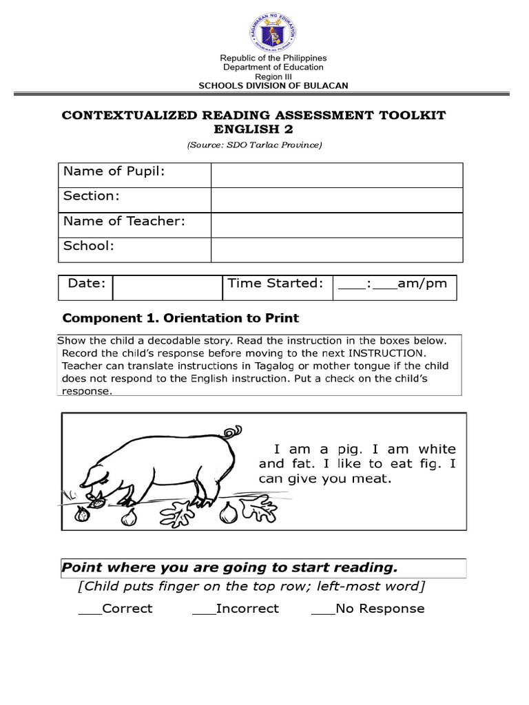 Grade 2 Reading Assessment Tool | PDF | Behavior Modification | Writing
