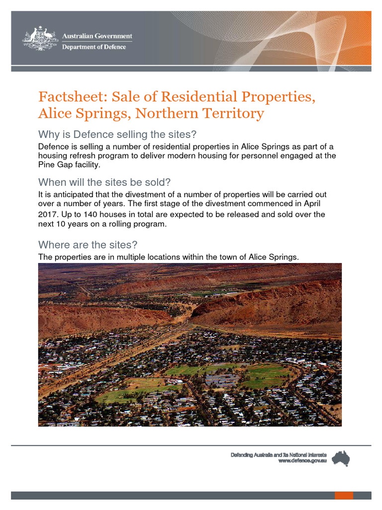 Alice Springs Residential Properties Factsheet | PDF | Property | Auction