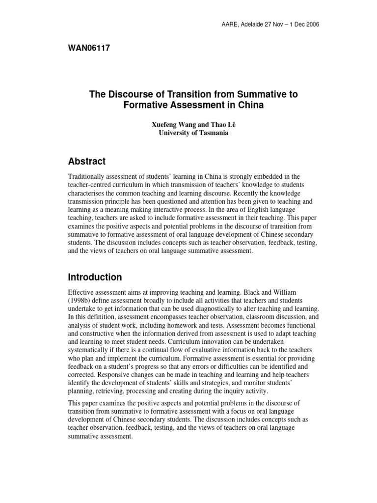 Discourse of Transition From Summative To Formative | PDF | Educational ...