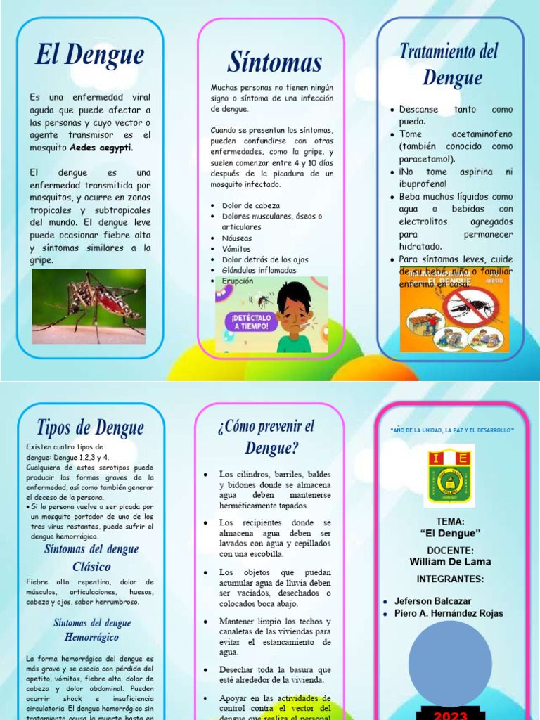 Triptico Dengue Piero | PDF | Causas de la muerte | Enfermedades animales Triptico Dengue Piero | PDF | Causas de la muerte | Enfermedades animales