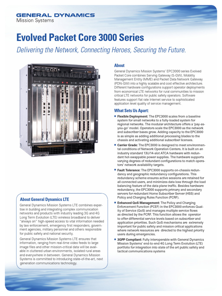 Lte Evolved Packet Core Epc3000 Datasheet | PDF | Computer Network ...