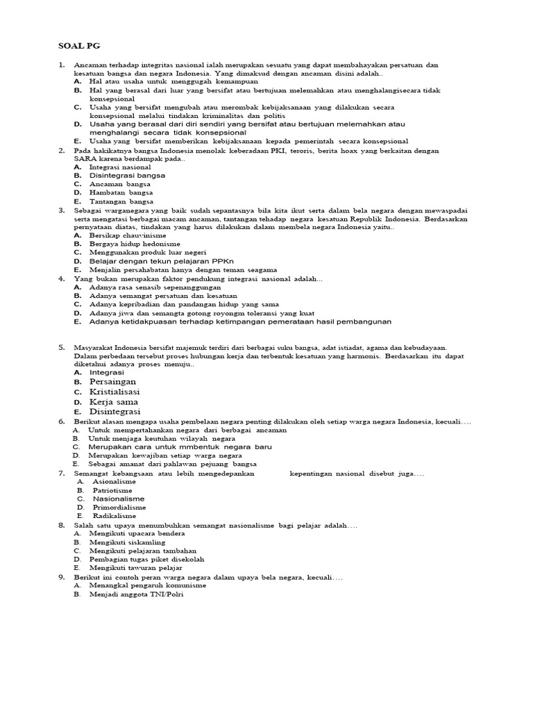 Latihan Soal PKN Kelas Xii | PDF