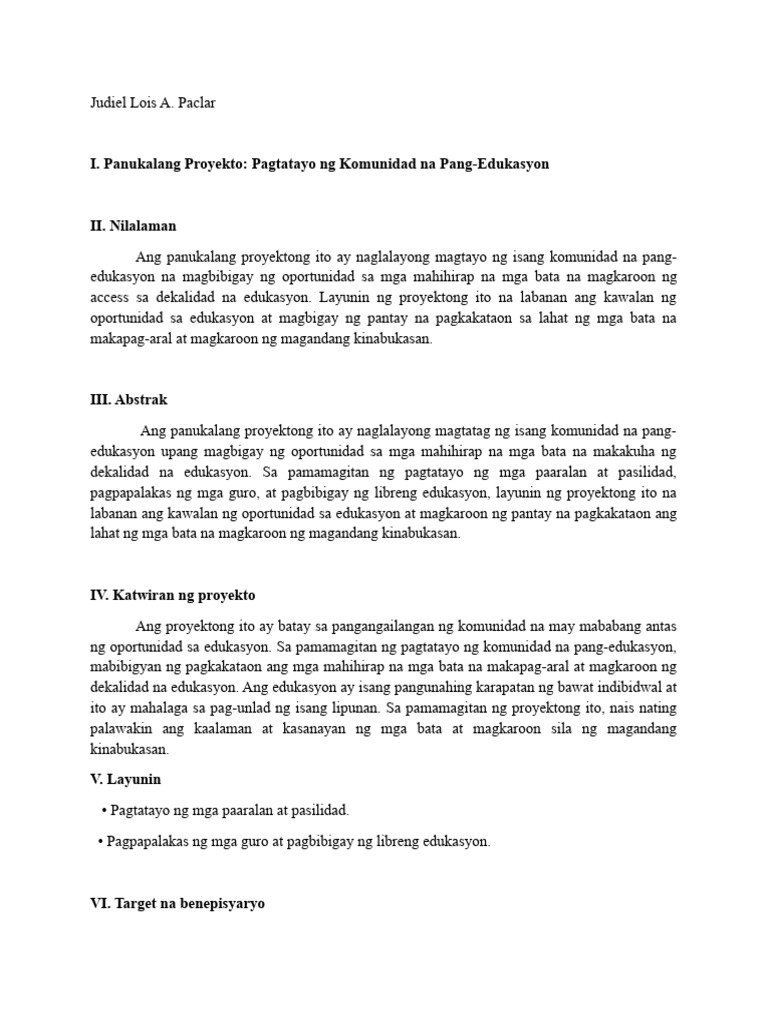 Panukalang Proyekto | PDF