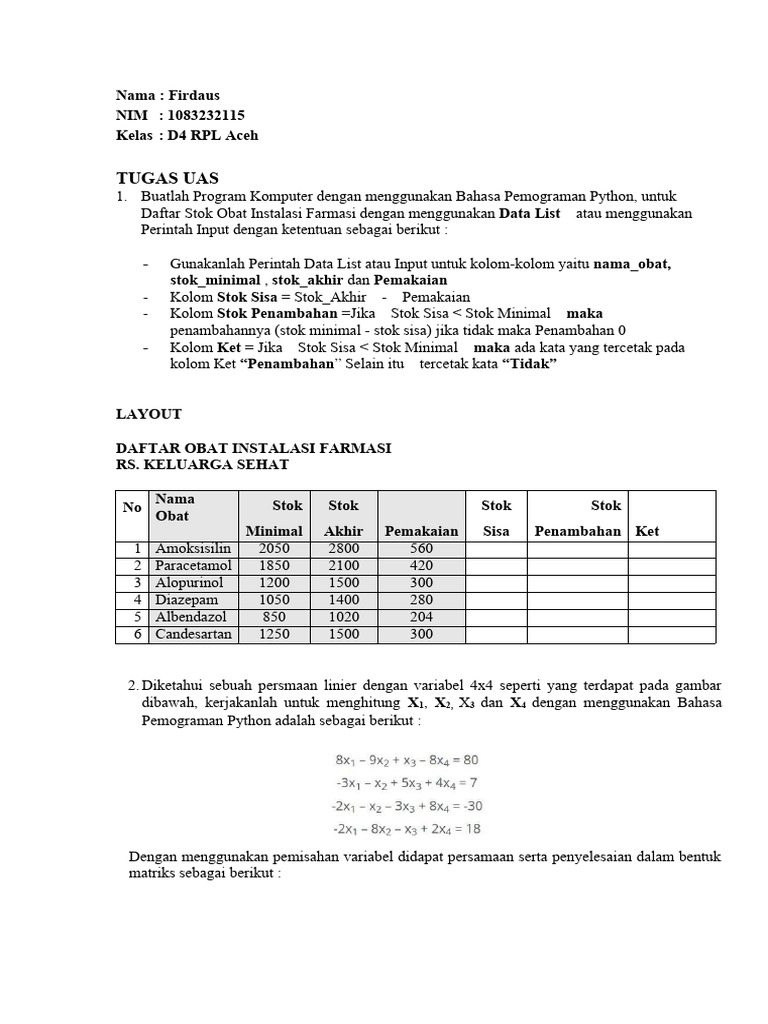 Firdaus - 1083232115 - Tugas Uas Python | PDF