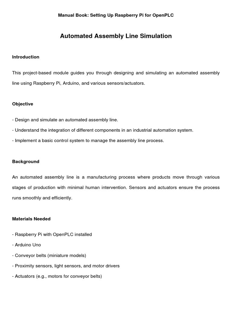 Automated Assembly Line Simulation Manual Pdf Arduino Programmable Logic Controller