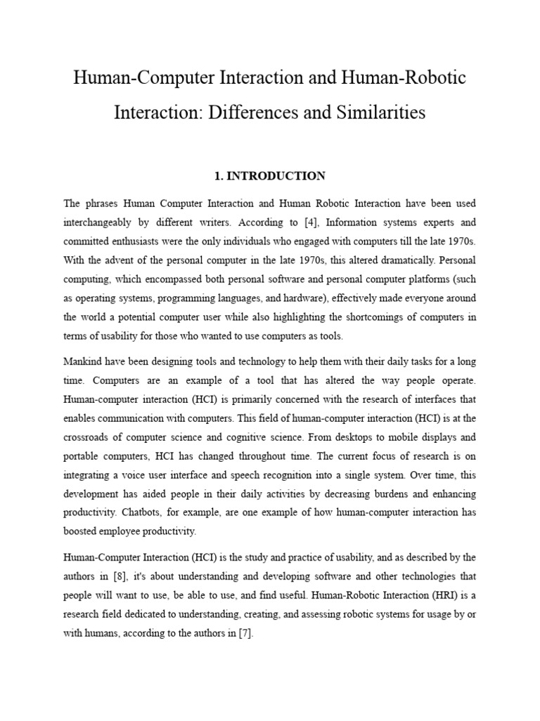 HCI vs HRI: Key Differences Explained | PDF | Human–Computer ...