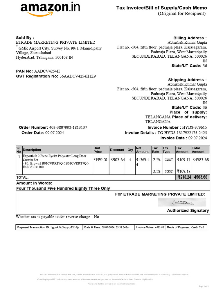Invoice (1) Curtains | PDF | Invoice | Market (Economics)