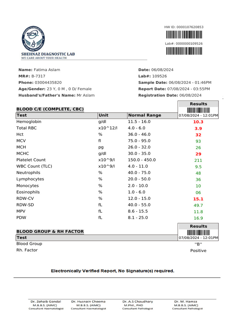 B-7317 - Fatima Aslam - Laboratory Report | PDF | Glycated Hemoglobin ...