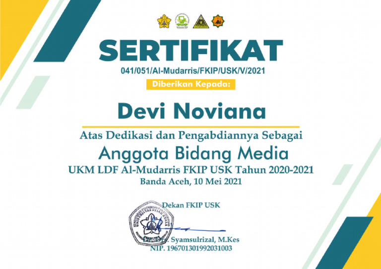 Sertifikat - Devi Noviana | PDF