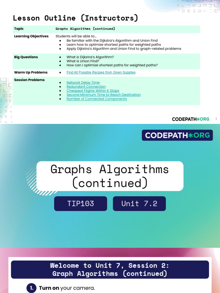 Tip103 Unit 7 Session 2 Graph Algorithm Continued Pdf Theoretical Computer Science