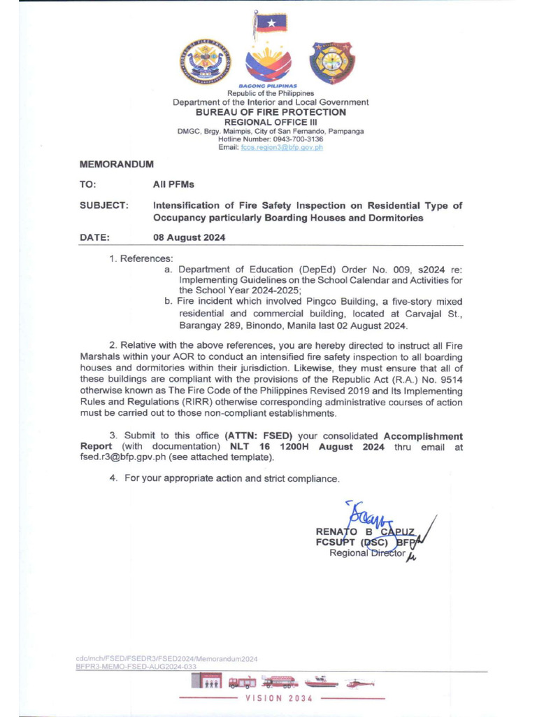 034 Memo - Pfms Intensification of Inspection On Boarding Houses and ...