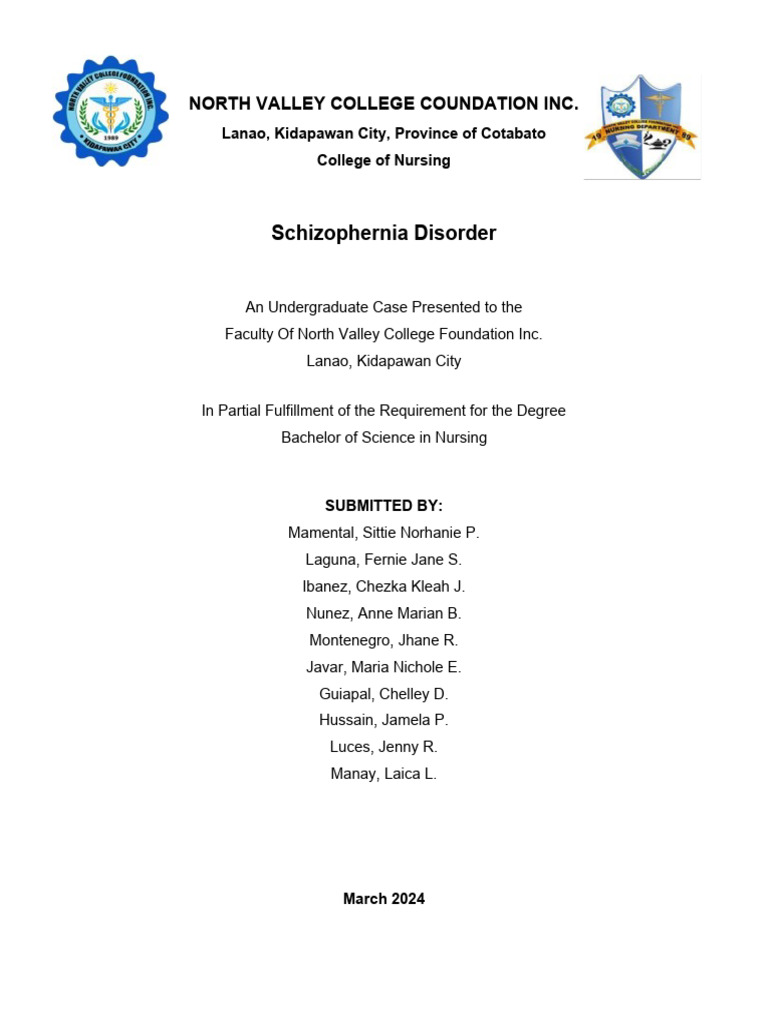 Case Pres Schizophrenia | PDF | Id | Schizophrenia