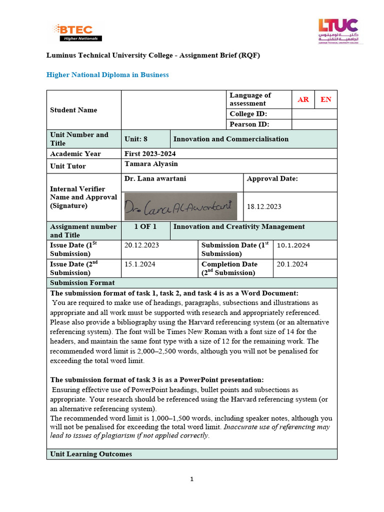 Final - Front Sheet Unit 8 2024 | PDF | Innovation | Plagiarism