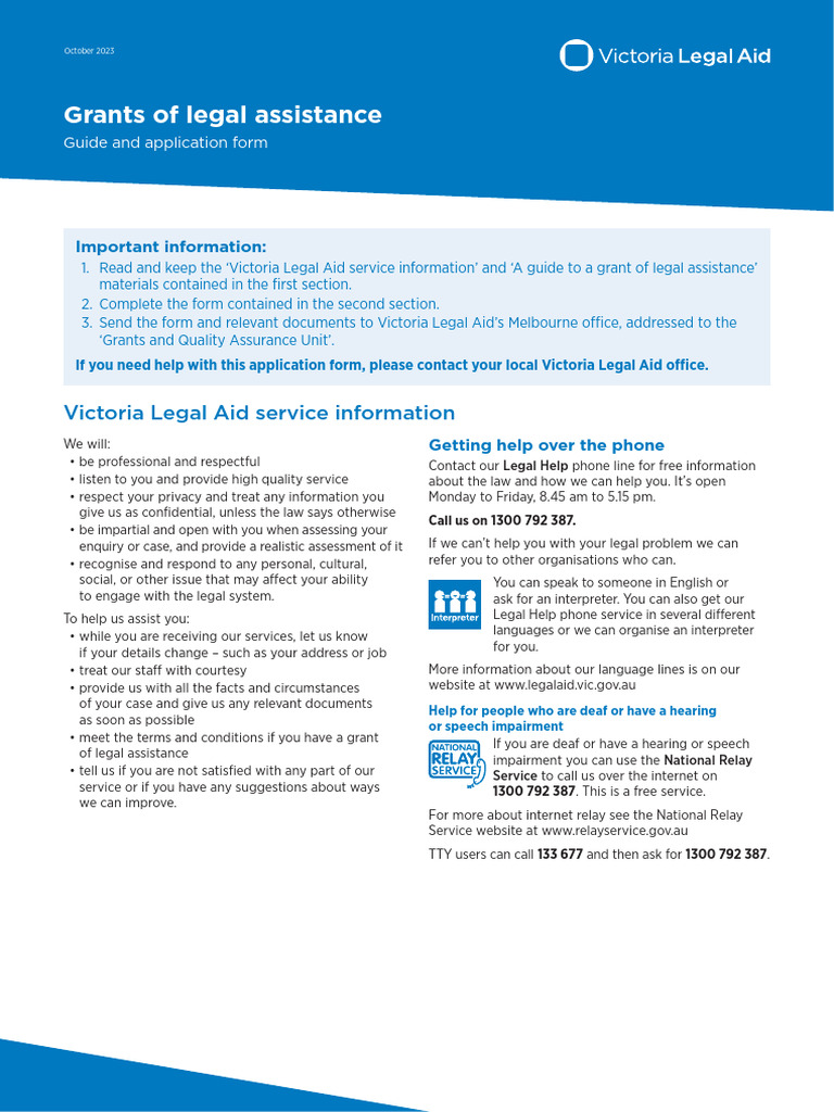 Victoria Legal Aid Application Guide | PDF | Mortgages | Legal Aid