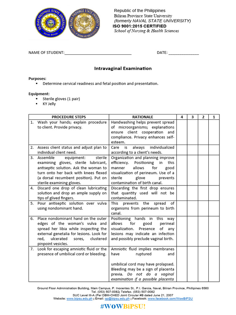 Intravaginal Examination Procedure Guide | PDF | Vagina | Pelvis