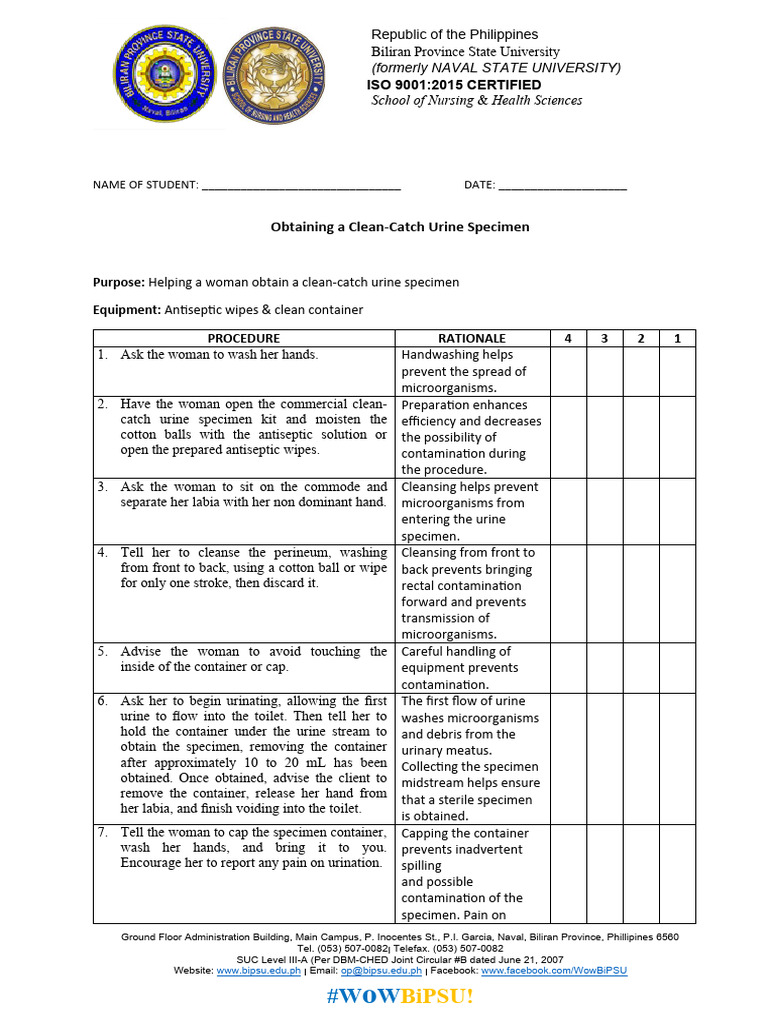 Clean Catch Urine | PDF | Hand Washing | Medicine