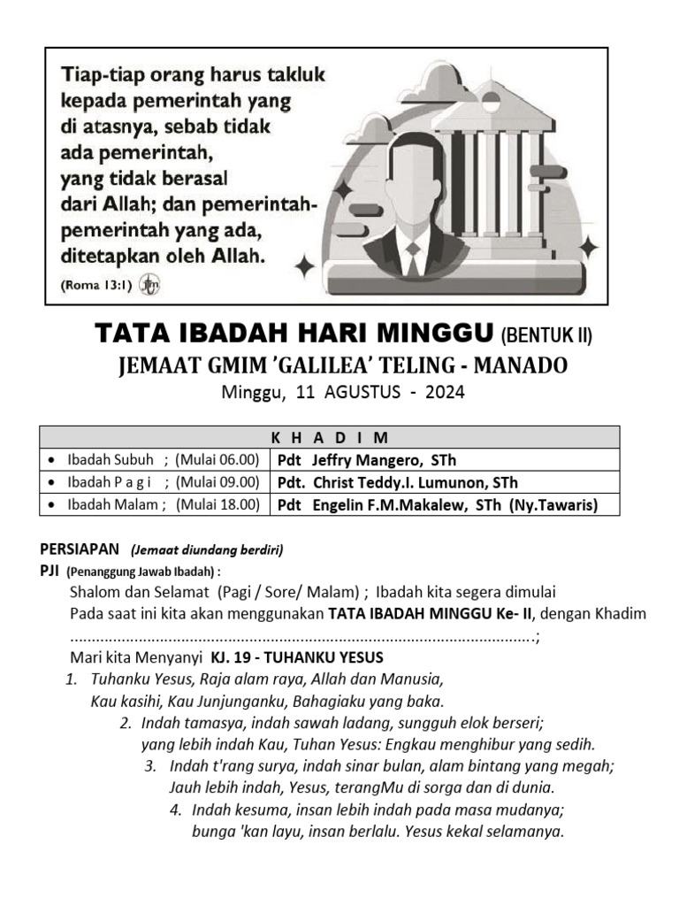 TATA IBADAH (II) Minggu, 11 Agustus 2024 | PDF