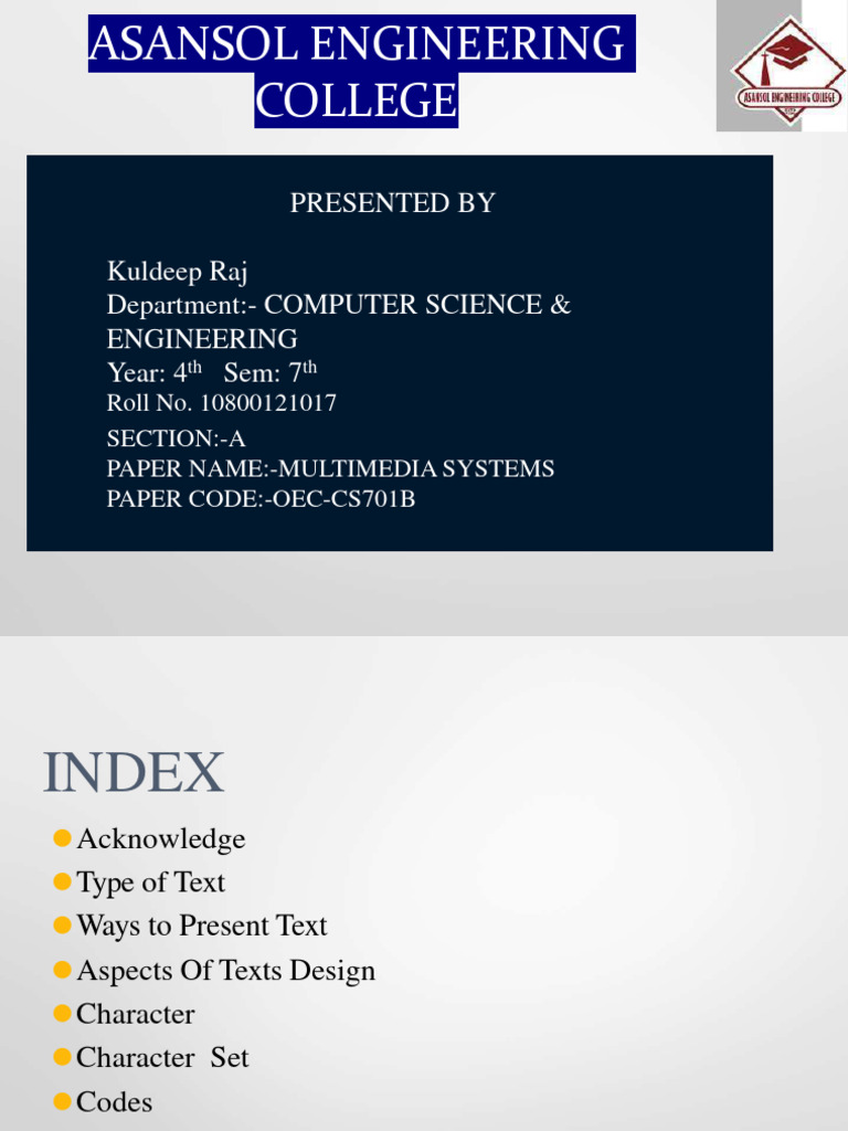 Asansol Engineering College: Presented by Kuldeep Raj Department ...