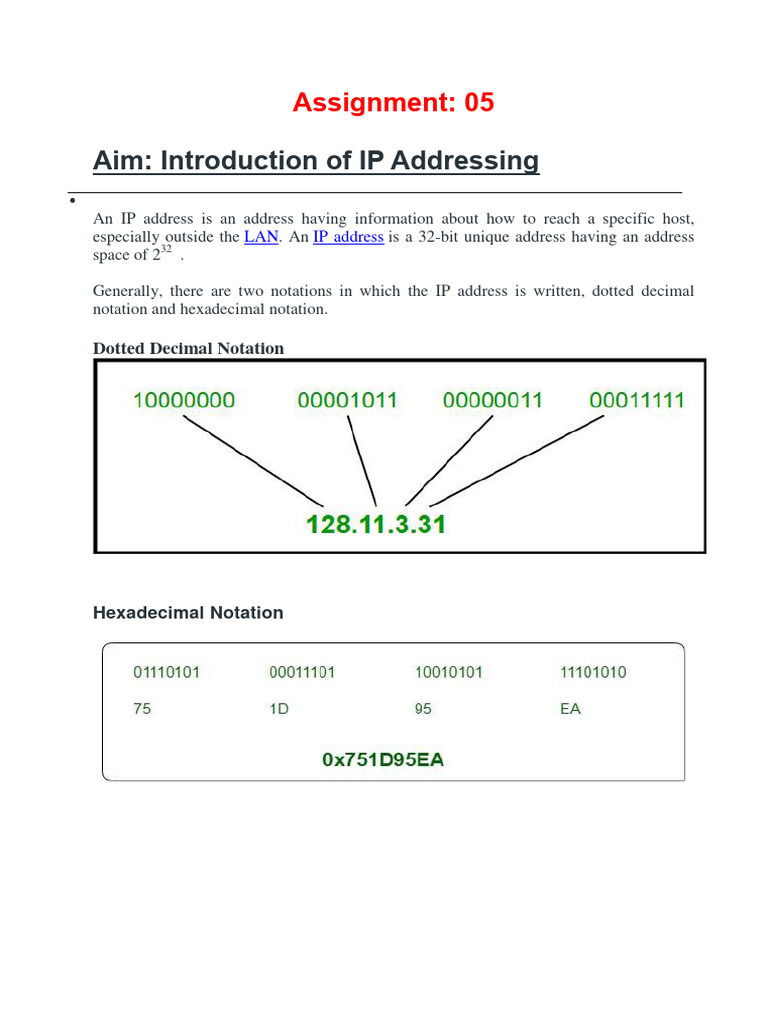 Assignment 5 | PDF | Ip Address | Computer Network