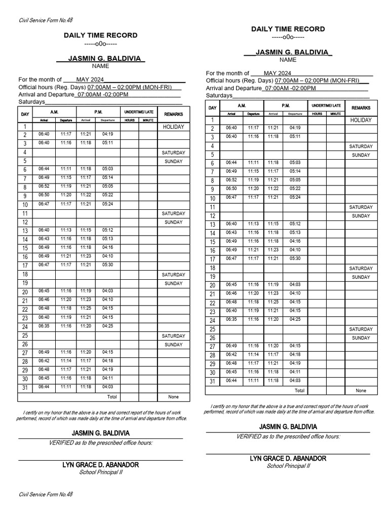 Civil Service Form No.48 MAY 2024 | PDF