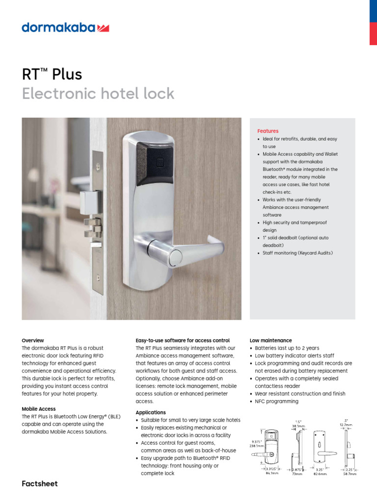 Fact Sheet Saflok RT Plus | PDF