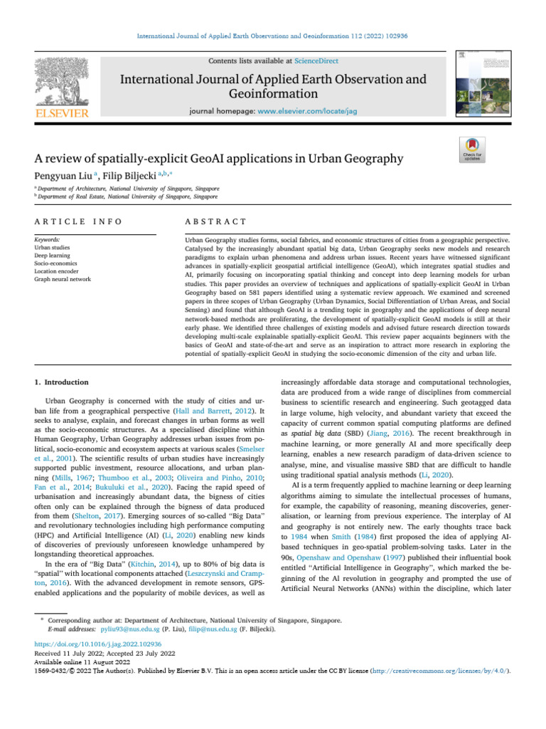 2022 - A Review of Spatially-Explicit GeoAI Applications in Urban ... 2022 - A Review of Spatially-Explicit GeoAI Applications in Urban ...