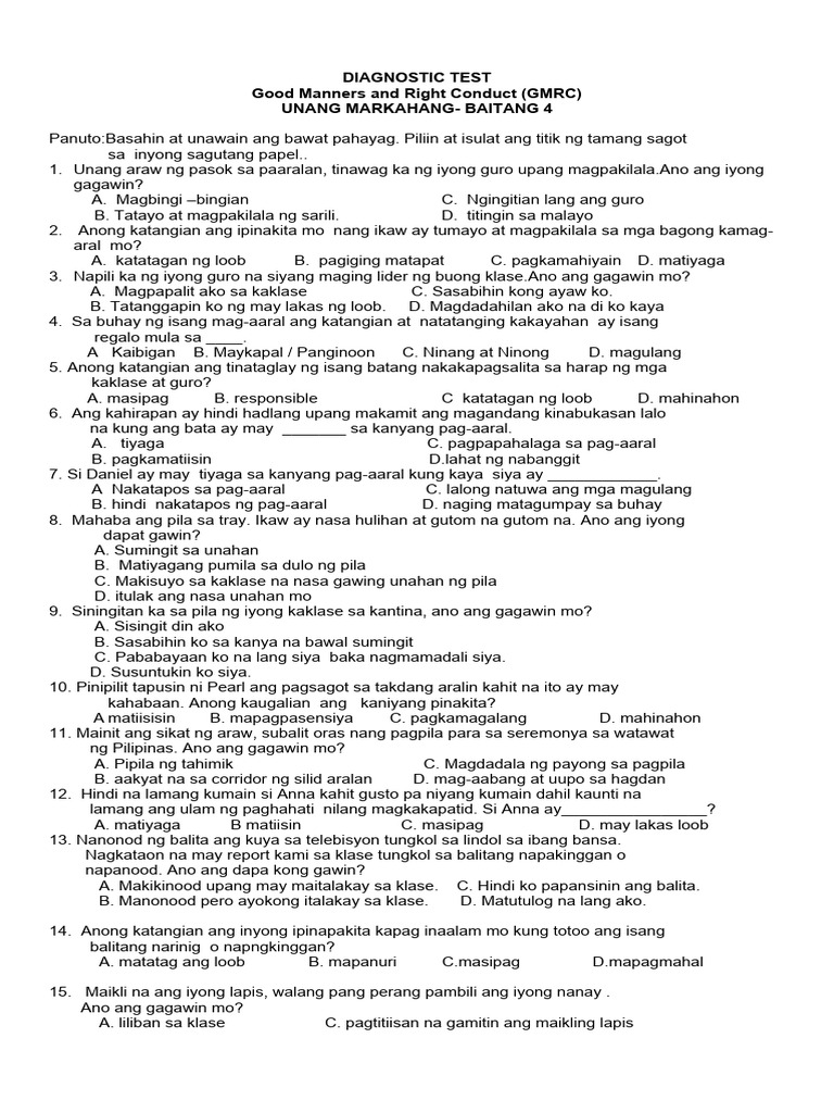 GMRC 4 Test With Key | PDF
