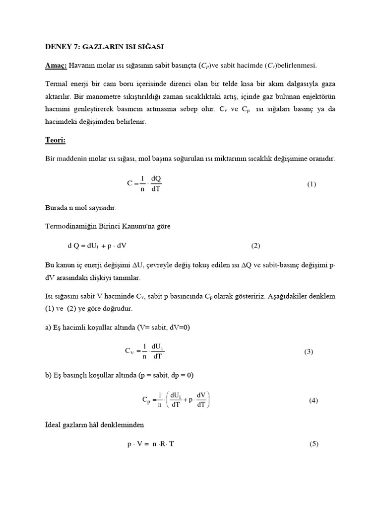 Deney 7 Gazlarin Isi Sigasi | PDF