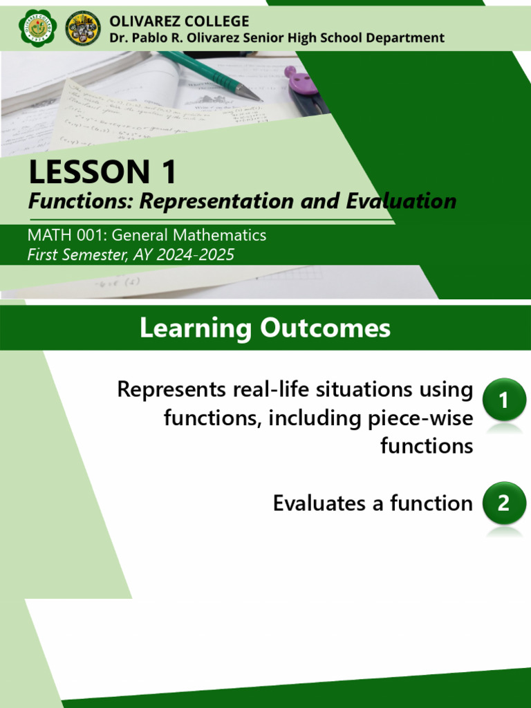 2425 MATH 001 Lesson 1 A | PDF | Function (Mathematics) | Analysis