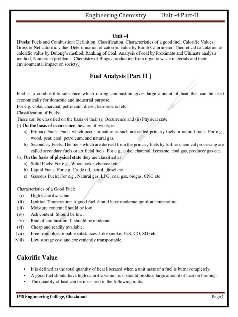 Fuel Analysis and Calorific Value | PDF | Biogas | Fuels