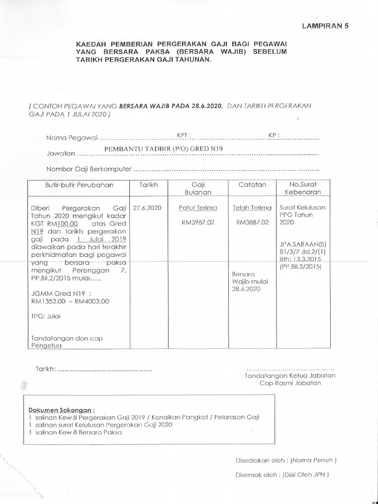 CTH KEW8 PERGERAKAN GAJI DIAWALKAN | PDF